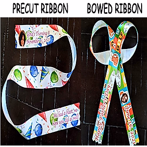 Custom Printed Favor Bow Personalized Ribbon For Birthday Wedding Christmas Communion Baptism Sweet 16 Sweet 15 Baby Shower Bar Mitzvah Bat Mitzvah Party Quinceanera Listones Personalizados Graduation