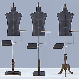 Tailors Dummy Mannequins Display Dummy Model Male Mannequin Torso Body Dress Form Busts with Shoe Pants Rack Wood Base Clothing Dressform Mannequin