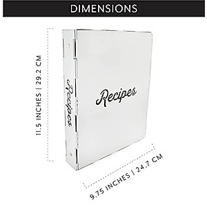 AuldHome Enamelware Cookbook Binder (White), Replacement Cover for Classic 3-Ring Binder Cookbook/Recipe Holder