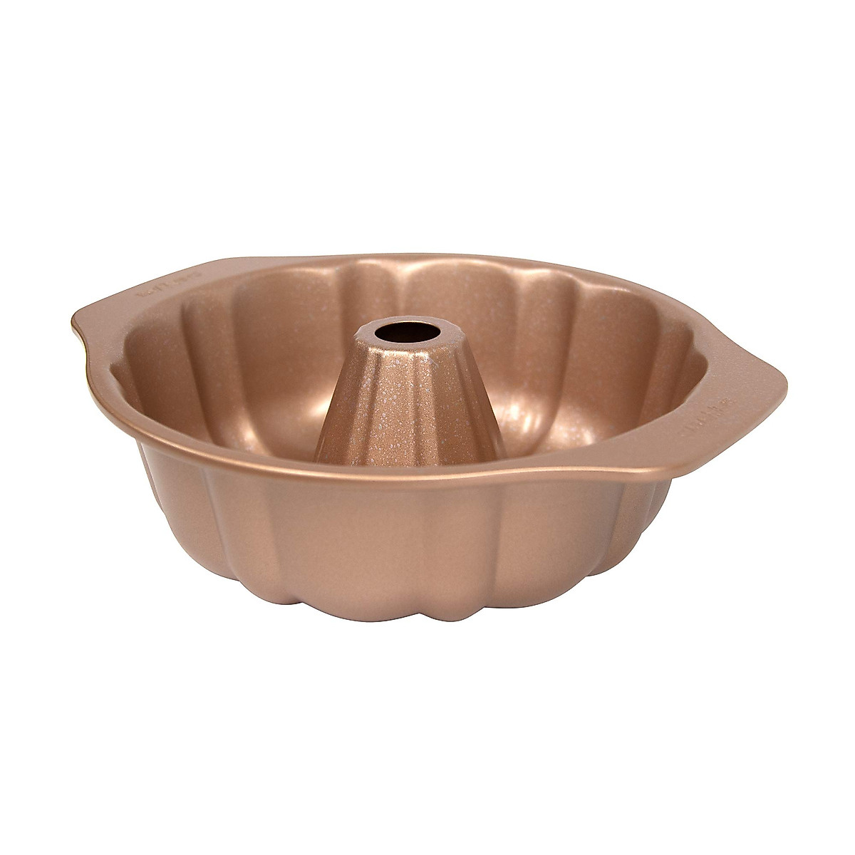 casaWare Fluted Cake Pan 9.5-inch (10-Cup) Ceramic Coated NonStick (Rose Gold Granite)