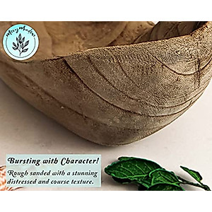 Moxy Meadows Wooden Dough Bowl - 16" long Wooden Decorative Bowl, great as a Centerpiece Bowl, Fruit Bowl, Bread Bowl or Farmhouse Décor. Add style to your home with our wooden dough bowls for décor.