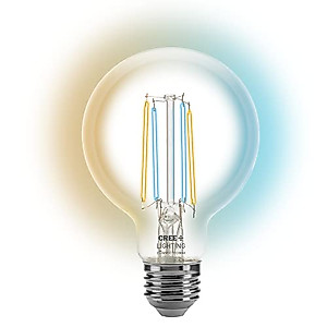 Cree Connected Max Smart Led Vintage Glass Filament Bulb G25 Globe 40W Tunable White, 2.4 Ghz, Works With Alexa And Google Home, No Hub Required, Bluetooth + Wifi, 1Pk, Clear, Cmg25-40W-Al-9Tw-Gl
