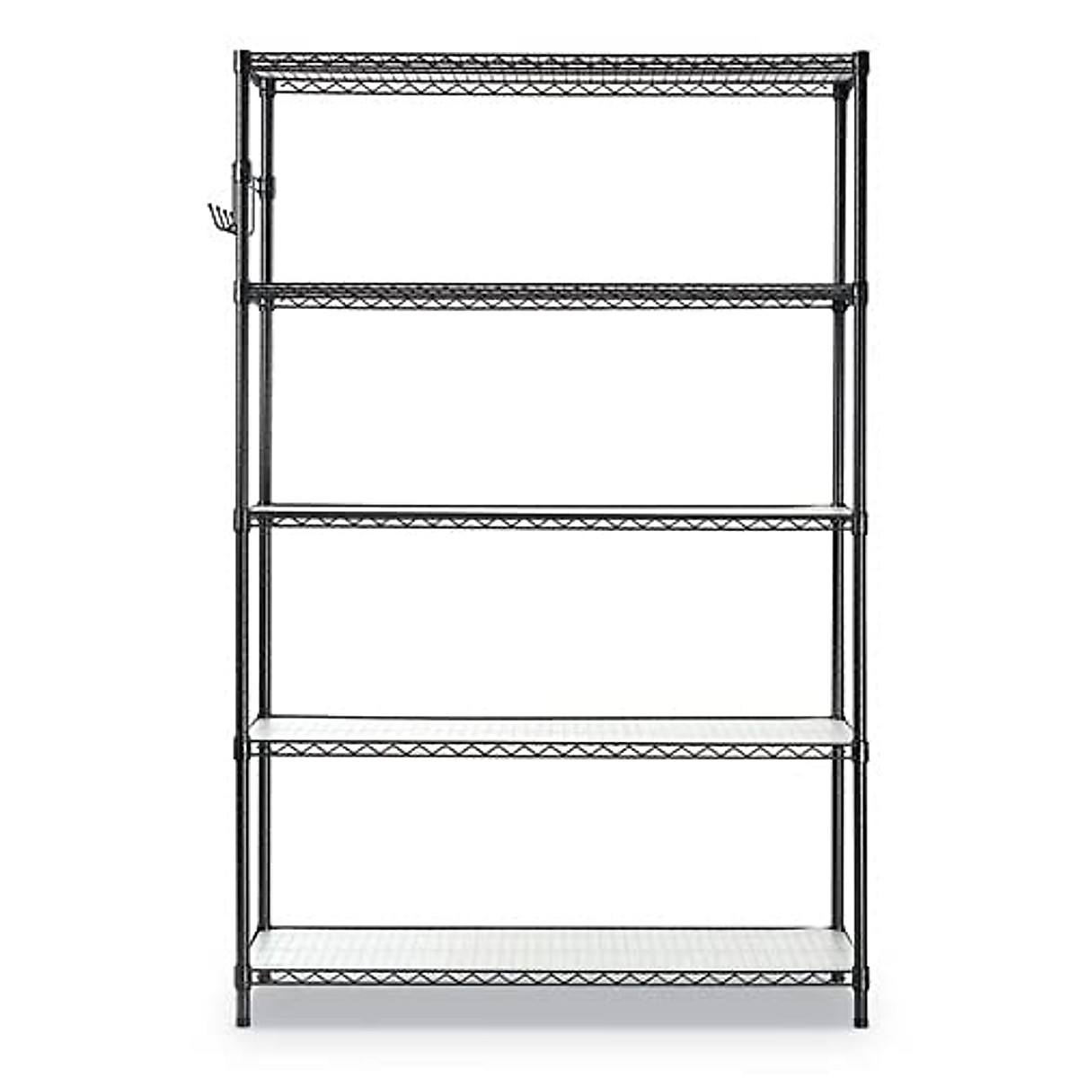 Alera 5-Shelf Wire Shelving Kit with Casters and Shelf Liners, 48w x 18d x 72h, Black Anthracite