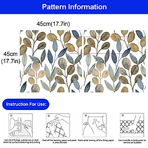 BaoHArtHome Gold Leaf Floral Wallpaper Peel and Stick Wallpaper Blue Contact Paper Removable Vinyl Boho Watercolor Vintage Wall Paper Renter Friendly for Bedroom Wall Mural 17.7in x 6.6ft