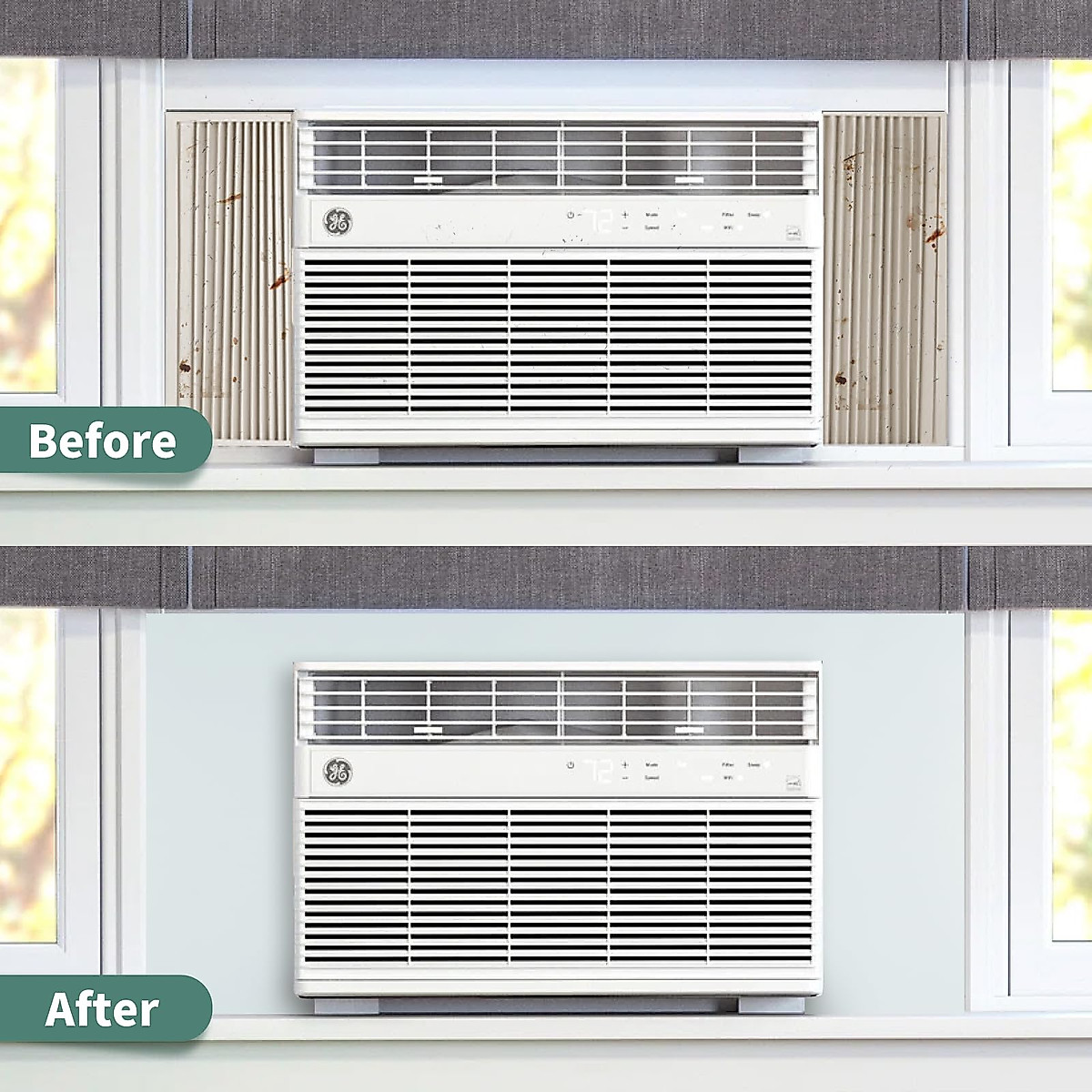 Window Air Conditioner,Side Insulated Foam Panel, Summer/Winter Heat and Draft Insulating,One-Piece Full Surround Insulation Panels Window Seal 03SBR001WHITE” (White)