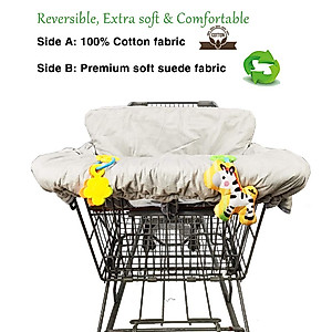 Shopping Cart Covers for Baby with Pillow, Seat positioner Cotton High Chair Cover, Machine Washable for Infant, Toddler, Boy or Girl (Square)