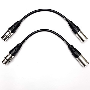 CESS-018 XLR5M to XLR3F DMX512 Adapter Cable - 6 Inch 5 Pin Male to 3 Pin Female XLR Turnaround DMX Cable - 6'' DMX Conversion Plug - Go from 5pin to 3pin DMX - 2 Pack