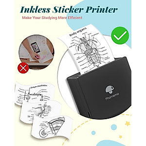 Phomemo Label Maker Printer Machine, M02 Mini Portable Printer, Thermal Inkless Sticker Printer, Pocket Portable Printer, Multifunction for Journal, Photo, Work Plan, Meeting Notes, Gift