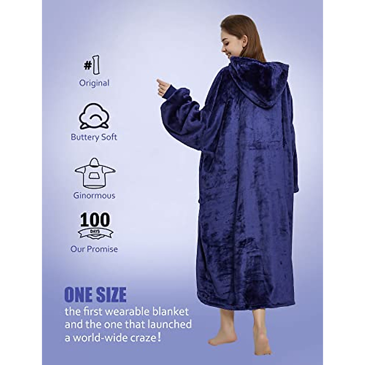 Vencede Oversized Warm Wearable Blanket for Men and Women, One Size Fits All (Purple)