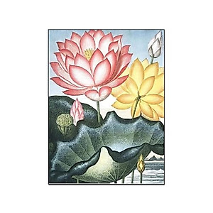 ESyem Posters Plant Wall Art Abstract Water Lilies Flower Wall Art Pond Landscape Art Poster Canvas Art Poster And Wall Art Picture Print Modern Family Bedroom Decor 24x32inch(60x80cm) Frame-style