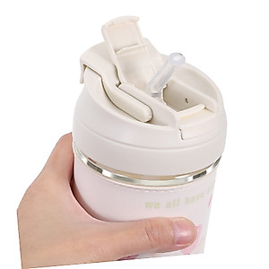 Parliky Tulip Glass Travel Coffe Mug Glass Water Bottle Smoothie Cups Mug with Water Bottle for Girls Portable Drink Cup Water Cup for Girls Travel Drink Cup Sundae Cup Pp