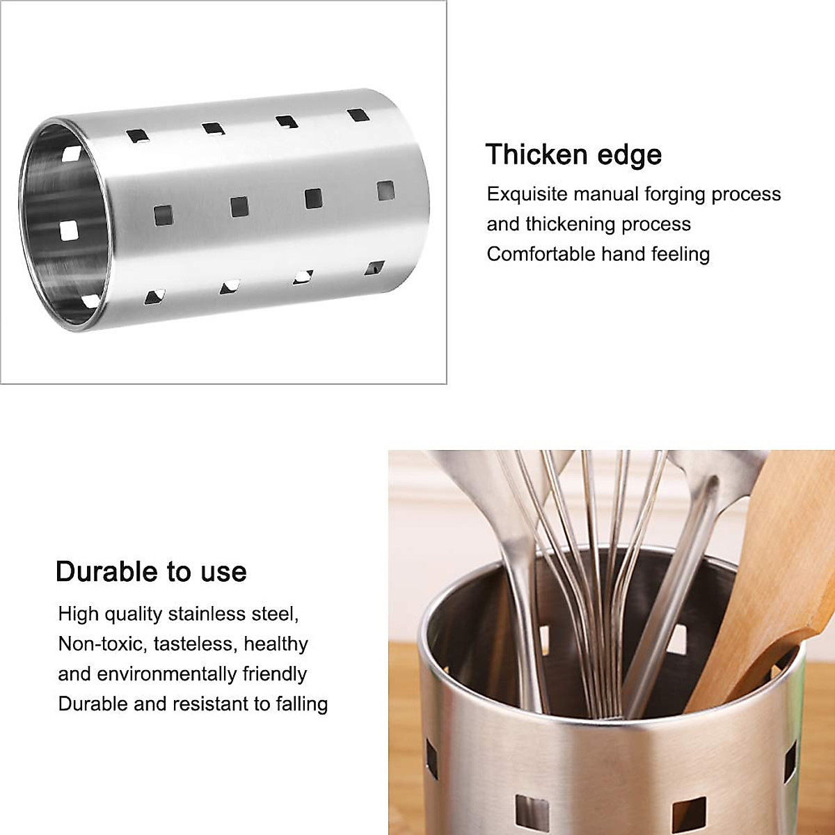 Zerodis Cutlery Storage Rack,Thickened Stainless Steel Kitchen Chopsticks Holder Utensil Drying Basket Tableware Spoon Knife Fork Case Organizer Drainer(L)