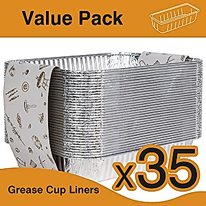 35-Pack Drip Pans for Weber, Grill Accessories for Weber Genesis, Spirit, Q Series, Aluminum Grill Grease Tray Liners, 8.5 x 6 Inch