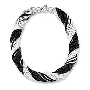 Ross-Simons Italian Black and White Murano Glass Bead Torsade Necklace in Sterling Silver. 20 inches
