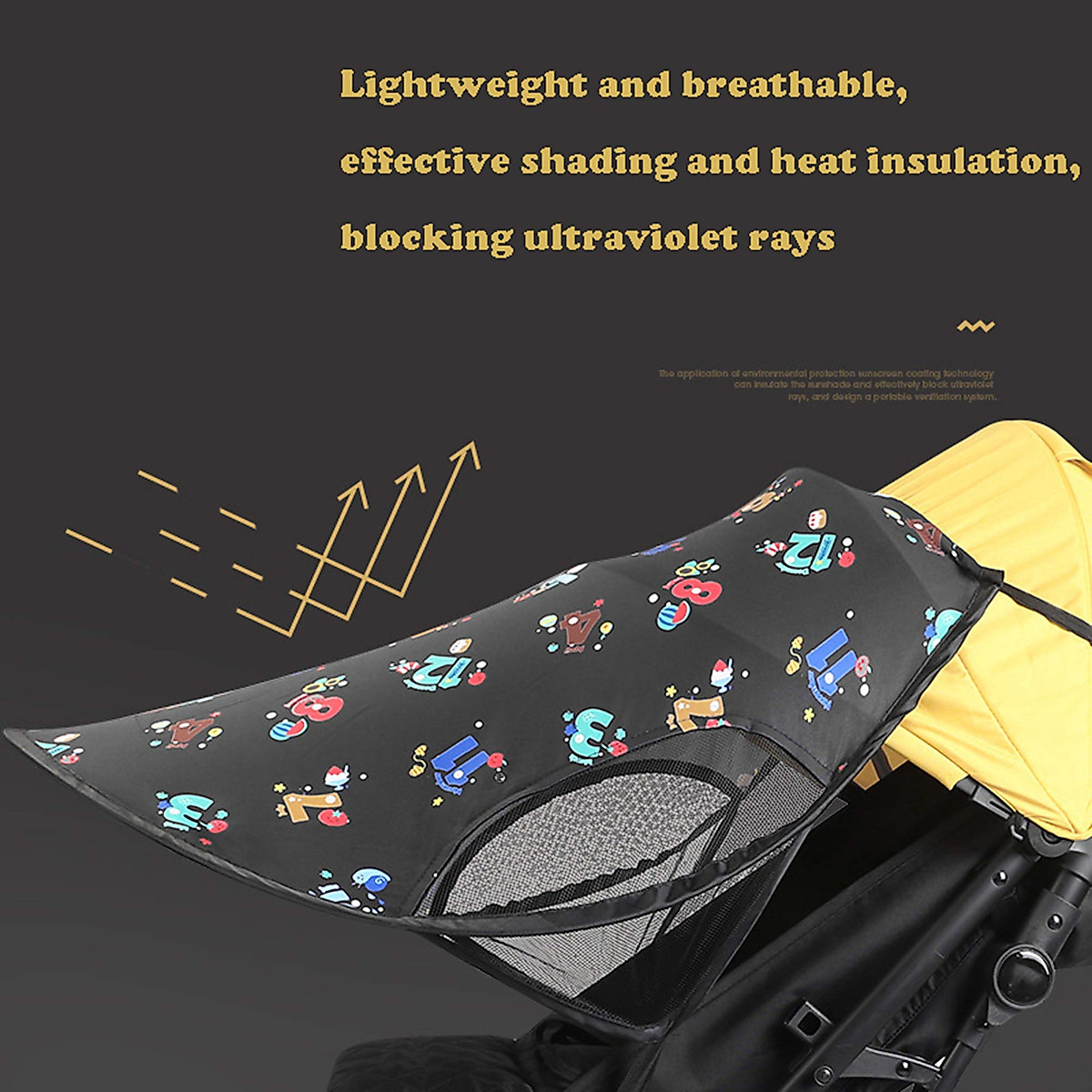 Baby Stroller Sun Shade, Universal Sun Protection Shield for Infant Car Seats Pram Buggy Pushchair Sun Rain Shade Cover Parasol Toddler Stroller Sunshade Awning Anti-UV Umbrella Canopy