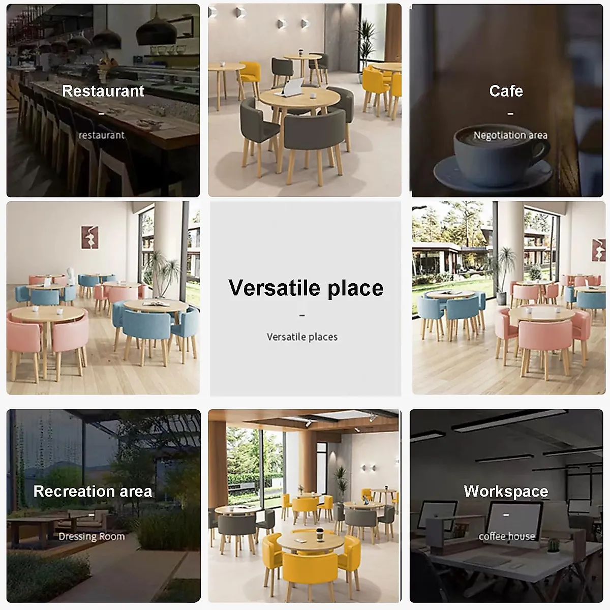 Reception Table and Chair Combination Coffee Table and Chair Set Business Conference Room Coffee Table, Suitable for Lounge L80*W80*H75cm/L31.4*W31.4*H29.5in Q