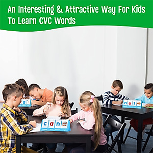 CVC Word Flip Chart, Double Sided Word Flip 40 Short Vowel Words Freestanding Flip Chart Consonant Vowel Consonant Word Flashcards Word Builder Activity Educational Learning Tool for School Supplies