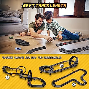 Slot Car Race Track Sets Toys for Kids with 4 Slot Cars & 22 FT Dual Racing Game Lap Overpass Track, High-Speed Race Car Track Toys for Boys, Gifts for 5 6 7 8 9 10 11 12+ Boys Girls