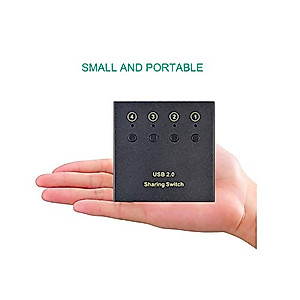 eKL USB Switch Selector 4 Computers in Sharing 2 USB Devices Out Controller USB 2.0 Peripheral Switcher Box Hub for Mouse Keyboard PCs Scanner Printer with Button Swapping and 4 Pack USB A to B Cable