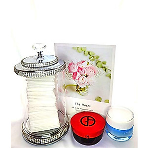 Shining Decorative Crystal Terrarium Clear Glass 500ml Wedding Decoration / Candy Serving / Bathroom Storage Organizer Apothecary Canister Jar for Cotton Balls, Swabs, Makeup Sponges, Cosmetic Pads