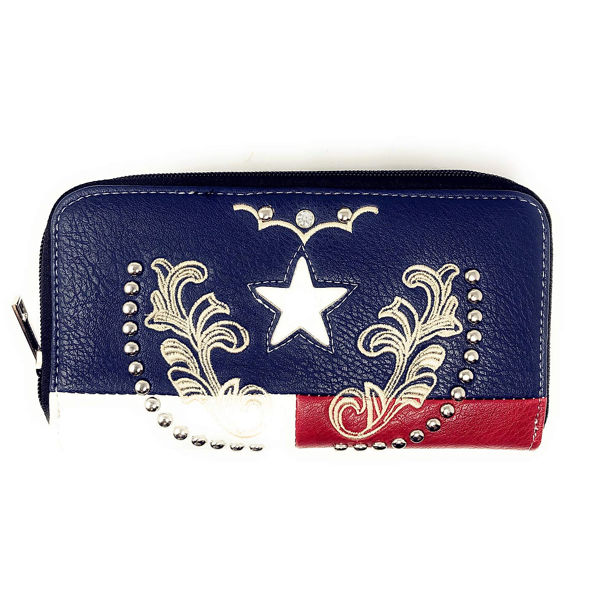 Premium American National Flag Rhinestone Handbag, Messenger bag, Wallet in Multi Colors (Texas State Map Set)