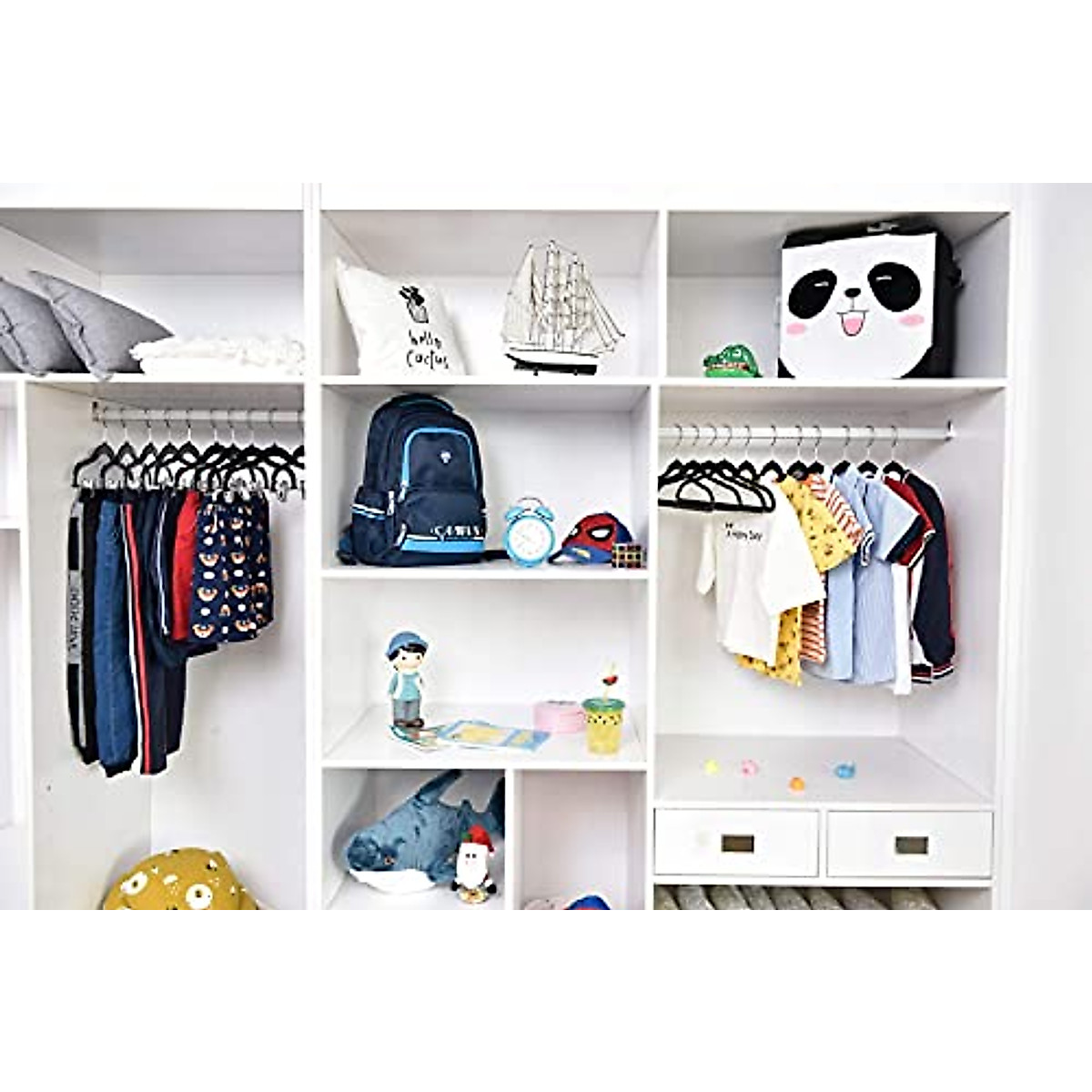 Quality Kids Children's Plastic Non Velvet Non-Flocked Thin Compact Shirt and Skirt/Pant Bundle Coat Hangers with Metal Clips for Skirts Pants Blouses 360° Swivel Hook, Jacket, Shirt, Pants,