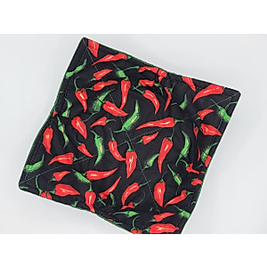 Hot Pepper Microwave Bowl Cozy Southwestern Reversible Microwaveable Potholder Cayenne Chilis Soup Buddy Southwestern Kitchen Linens Chef Teacher Gifts Spicy Food Lover Gift Under 10