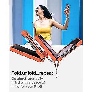 AICase for Samsung Galaxy Z Flip 5 Case with Ring, Protective Slim Thin Fit Women Girl Cute Phone Case for Samsung Galaxy Z Flip 5 5g, Orange