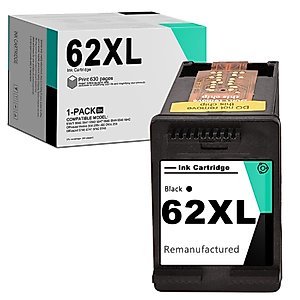 ASHD YECOLS Remanufactured Ink Cartridge Replacement for HP 62 62XL Use with OfficeJet 200 250 OfficeJet 5740 8040 5741 Envy 7640 5660 5540 7645 (Black 1-Pack), YC-62XL-1BK