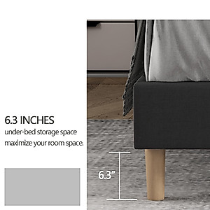 Zoophyter Upholstered Platform Bed Frame Twin Size with Headboard,Strong Wooden Slats Support No Box Spring Needed Easy Assembly Black