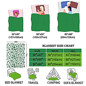 Abaysto Flannel Throw Blanket St Patricks Day Blanket for Kids Lucky Spring Green Clover Shamrock Cozy&Soft Plush Blankets for Bed Couch Living Room Sofa Chair 40"x50"