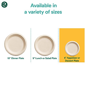 ECO SOUL 100% Compostable 6 Inch Small Paper Plates 500 [4x125 Pc] Disposable Bulk Party Heavy Duty, Eco-Friendly, Appetizer, Dessert, Wedding Plates I Biodegradable Unbleached Sugarcane Eco Plates