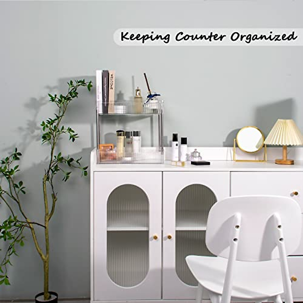 Bathroom Countertop Organizer Clear 2-Tier, Makeup Shelf Organizer for Makeup Perfume, Bathroom Storage Organizer Counter for Vanity Kitchen