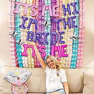 LaVenty It's Me Hi I'm The Bride It's Me Banner Balloons Iridescent Bachelorette Party Decoration Bridal Shower Party Decorations