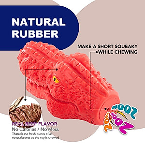 TSPRO Dinosaur Dog Chew Toys Interactive Dog Toy for Pets Increases IQ, Natural Rubber Dog Toys Squeaky for Teeth Cleaning and Training, for Aggressive Chewers （Dinosaur Red）