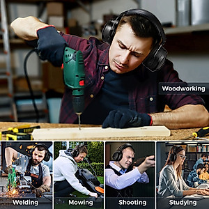 Ear Protection Safety Ear Muffs, NRR 28dB Safety Earmuffs for Hearing Protection, with Padded Headband, Compact Foldable Ear Defenders for Shooting, Hunting, Mowing, Construction, with Carrying Bag