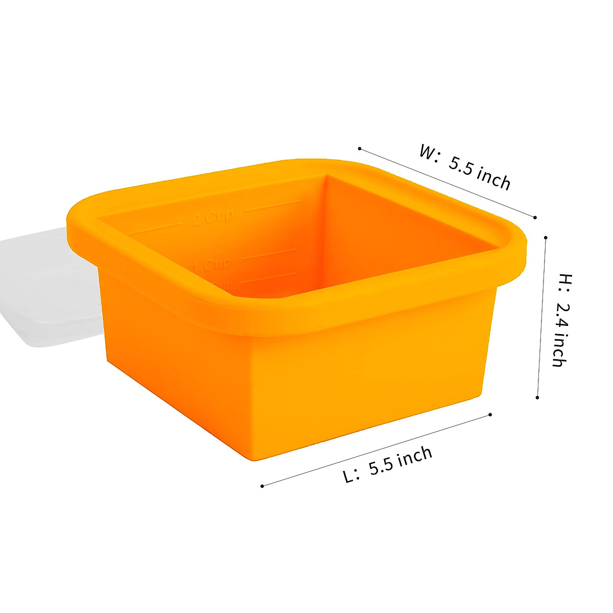 NAKTOW Silicone Freezing Tray with Lid - 2-Cup 4 Pack Freezer Containers,Make 1 Perfect Freezing,Storing Soups, Foods, Stews, Dips or Sauces Simple and Convenient Color Orange