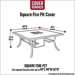 Classic Accessories Cover Bonanza 56-400-010401-RT Square, 44 x 44 x 12 Inch Fire Pit Cover, Grey, Patio Furniture Covers