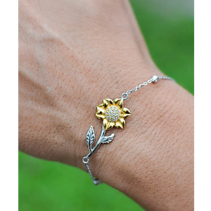 AMISK CREATIVES Sunflower Bracelet Sterling Silver Message Card Jewelry for Women Gift for Daughter Granddaughter Mother Friendship Graduation Birthday Spiritual