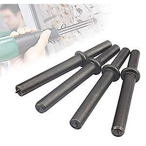 Eau 4 Pcs Pneumatic Air Rivet Hammer Set, Heavy Duty Shank 0.401 Air Hammer Bits Tools Kit.