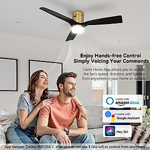 SMAAIR 52 Inch Black Smart Ceiling Fan with Lights and 10-speed DC Motor with Remote Control, Wifi Flush Mount Ceiling Fan App Control Works with Alexa/Google Assistant/SiriShortcut (Bronze/Black)