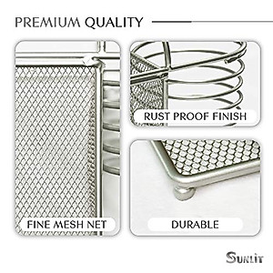 Sunlit 3 in 1 Wall Mount/Countertop/Over Cabinet Door Metal Wire Hair Product & Styling Tool Organizer Storage Basket Holder for Hair Dryer, Brushes, Flat Iron, Curling Wand, Hair Straightener