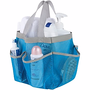 7 Pocket Shower Caddy Tote, Blue - Keep your shower essentials within easy reach. Shower caddies are perfect for college dorms, gym, shower, swimming and travel. Mesh allows water to drain easily.