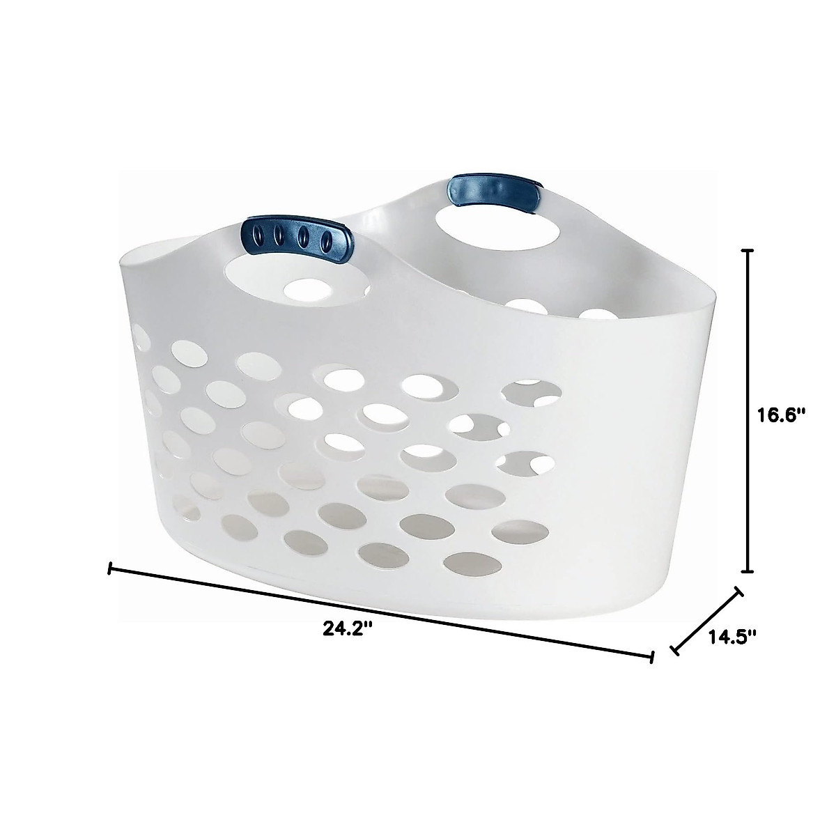 Rubbermaid 1.5 Bushel Capacity Durable Versatile Flex N Carry Portable Flexible Laundry Basket with Convenient Carrying Handles, White