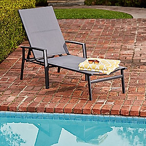 Hanover Halsted Padded Sling Chaise Lounge Chair Modern Luxury Outdoor Furniture for Patio, Backyard, Poolside Rust-Proof Aluminum Frame Weather-Resistant HALSTEDCHS-AL, Black