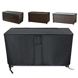Kingling Deck Box Cover, Outdoor Storage Box Cover for Keter XXL 230 Gallon Deck Box Waterproof Outside Storage Bench Deck Boxes Covers Black (58" L x 33" W x 34" H)