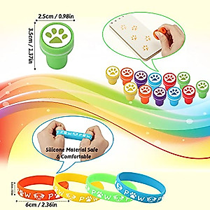 Moltby 134Pcs Dog Paw Party Favors Set - Dog Paw Print Bracelet Necklace Keychain Brooch Sticker Erasers Puppy Gift Bag for Kids Boys Girls Birthday Goodie Bags Animal Theme Supplies