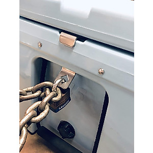 Universal Cooler Lock Brackets: Designed to fit Tie Down Slot of Mid to Large Rotomolded Ice Chests (Compatible with Yeti/RTIC Coolers) Made of Stainless Steel in The U.S.A. ( Pair )