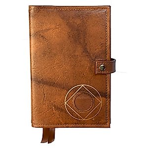 Double Narcotics Anonymous NA Basic Text & It Works, How & Why Book Cover Medallion Holder Tan