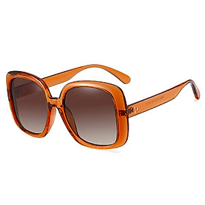 MORESHINE Trendy Big Square Polarized Sunglasses Retro Vintage Shades for Women Fashion Cool Oversized Sun Glasses Uv Protection Gafas De Sol Para Mujer Elitera 70s 90s 2020 (Orange)